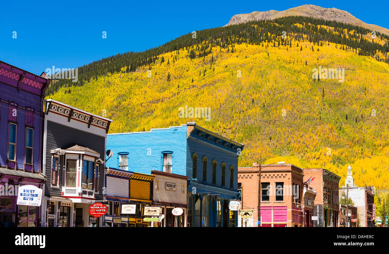 Historic downtown and fall color, Silverton, Colorado USA Stock Photo ...