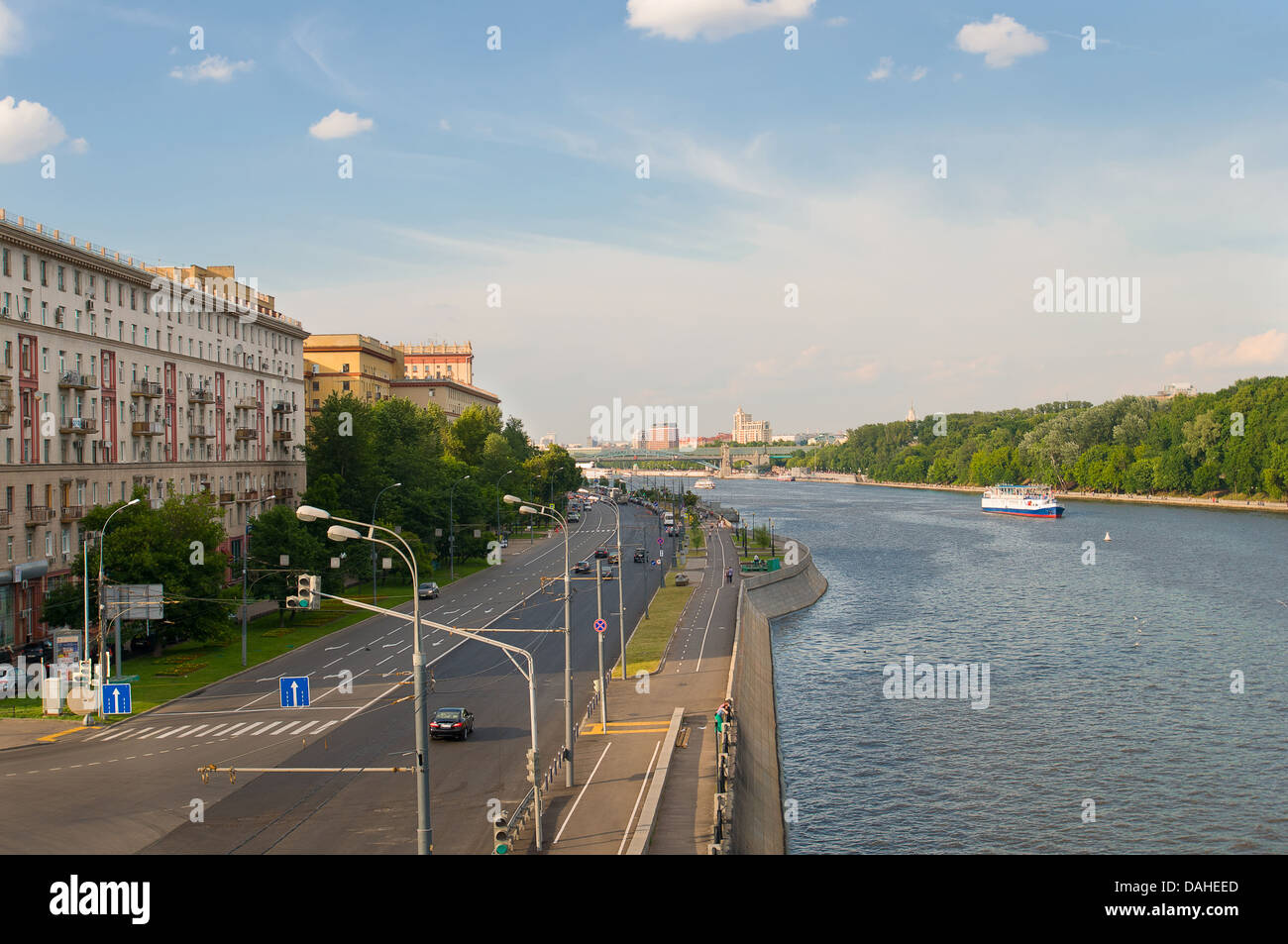 View of Moscow. Frunze embankment in spring day Stock Photo - Alamy
