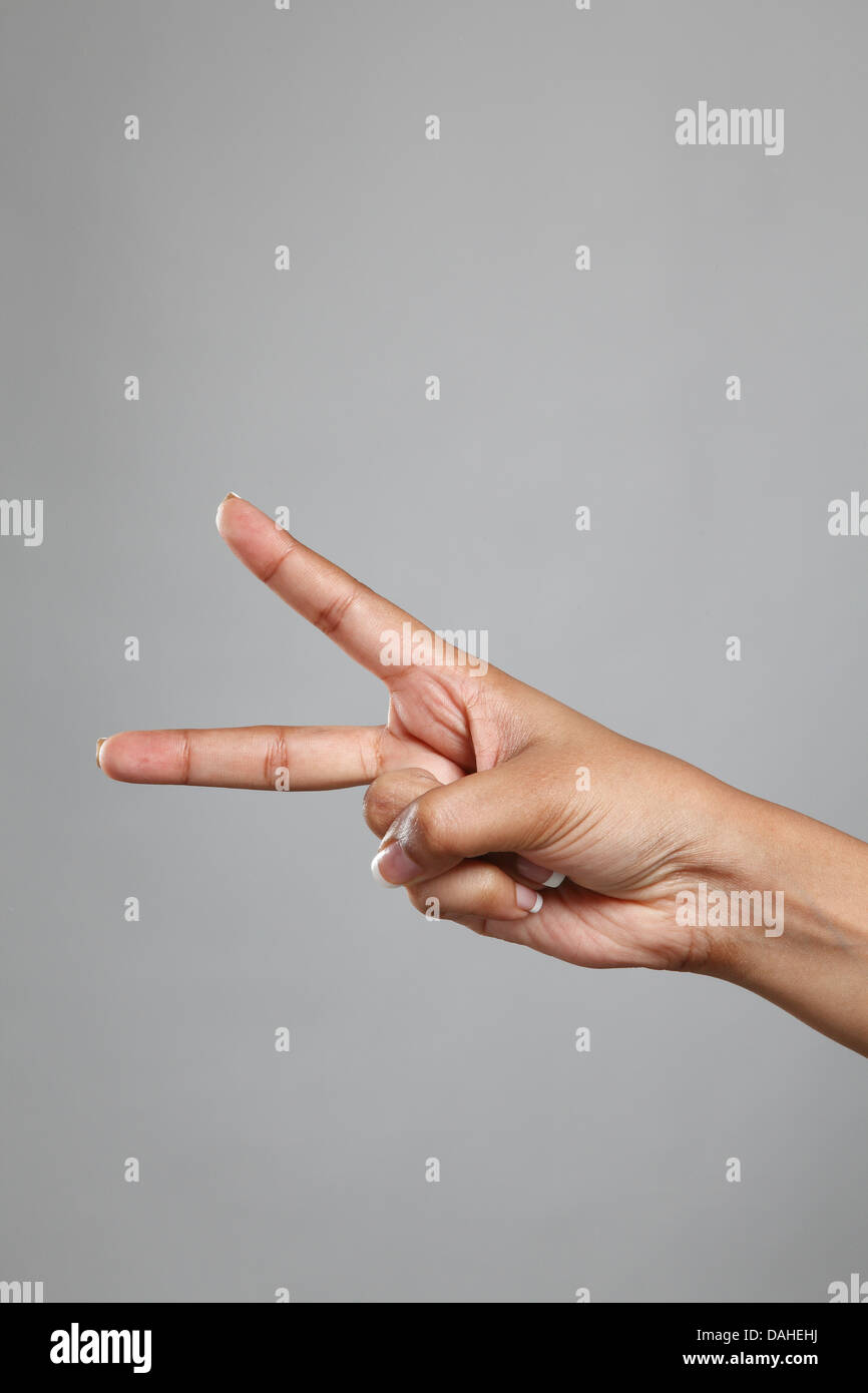 Woman's hand counting two Stock Photo - Alamy