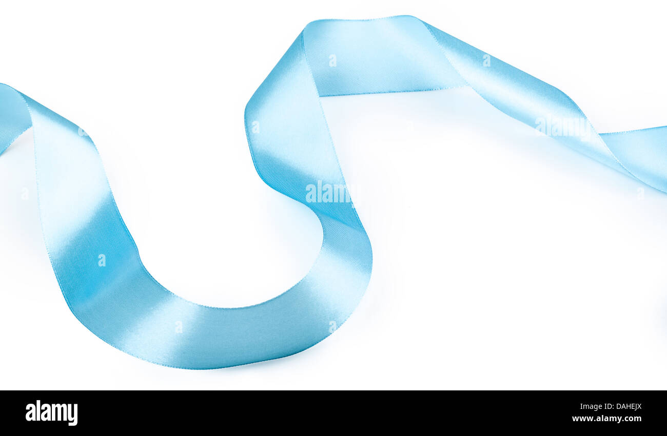 Beautiful blue gift ribbon on a white background Stock Photo - Alamy