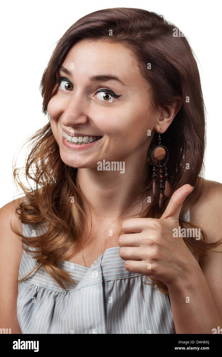 OK, approval. Emotions woman on a white background Stock Photo - Alamy