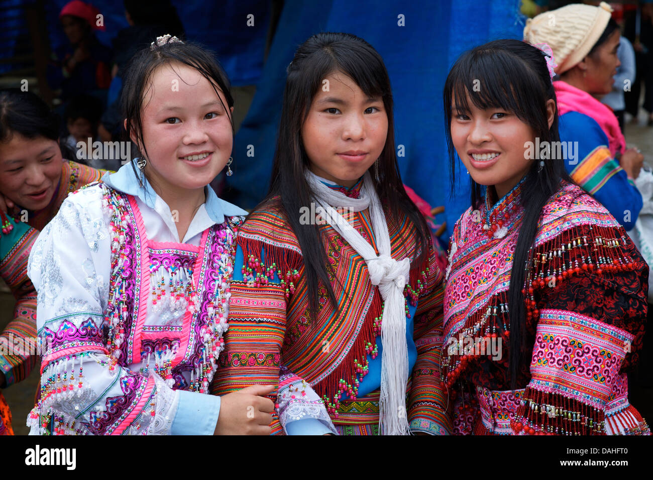 Flower Hmong girls, Bac Ha, Lao Cai Province, Vietnam Stock Photo - Alamy