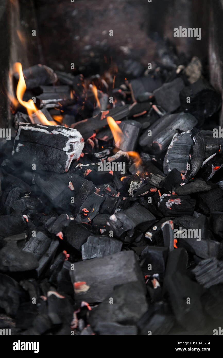 hot close up charcoal in barbecue Stock Photo - Alamy