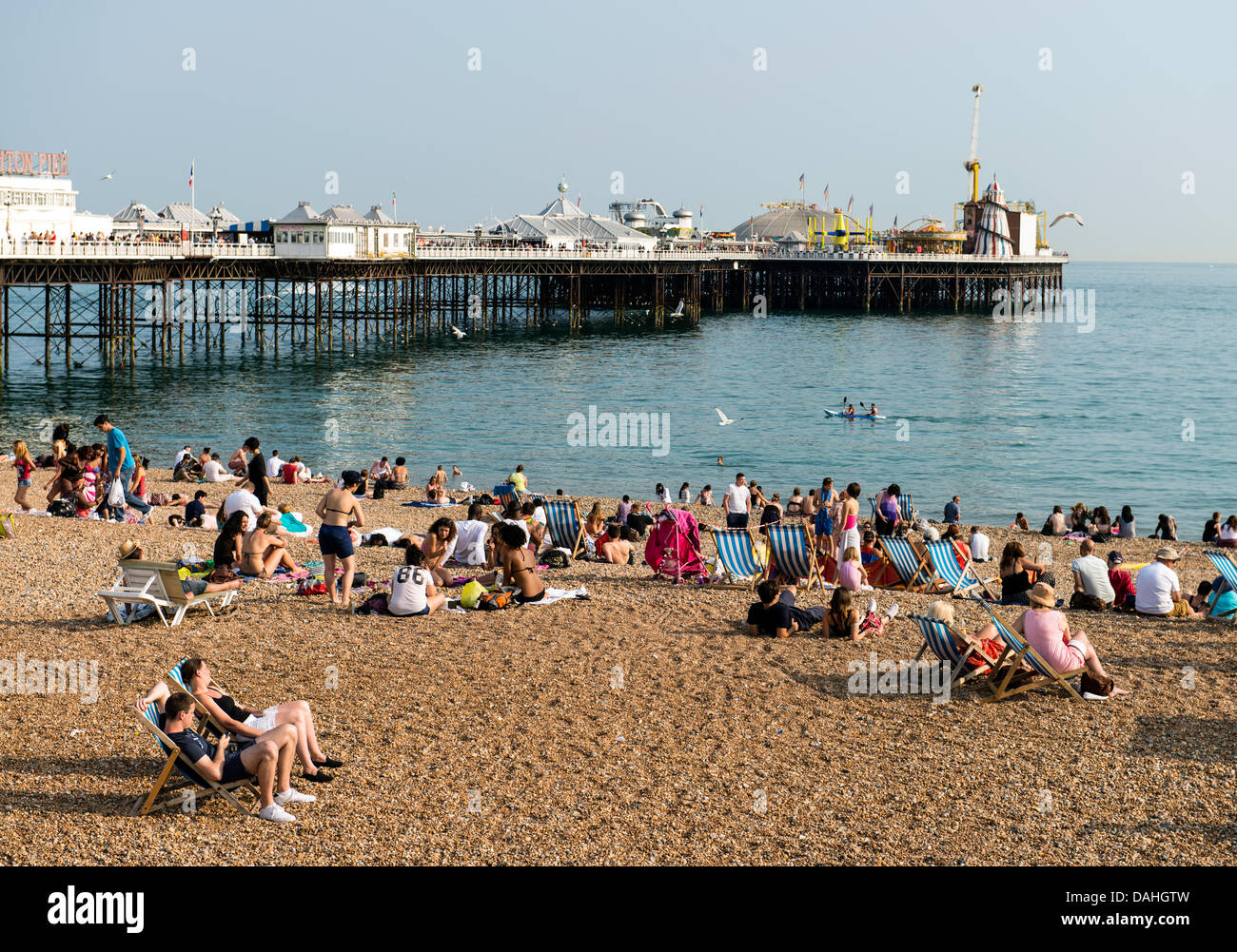 Crowded beach in Summer Brighton England Great Britain UK Stock Photo ...