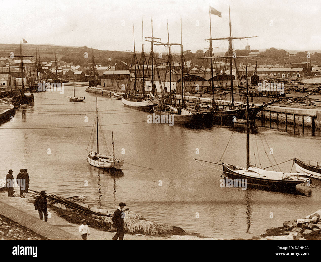 Wicklow Harbour sailing ships early 1900s Stock Photo - Alamy