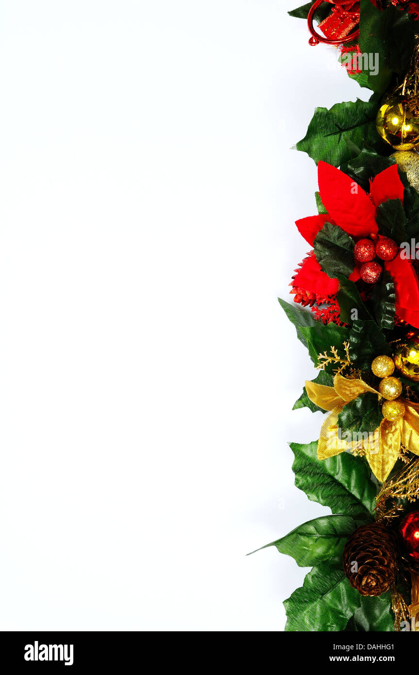 Christmas floral decoration edge on a white background Stock Photo - Alamy