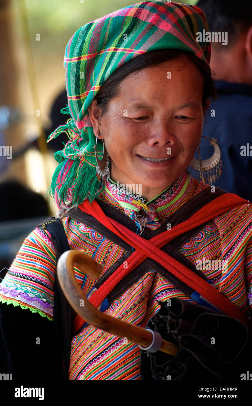 Hmong woman at Coc Ly market, near Bac Ha, Lao Cai Province, Vietnam ...