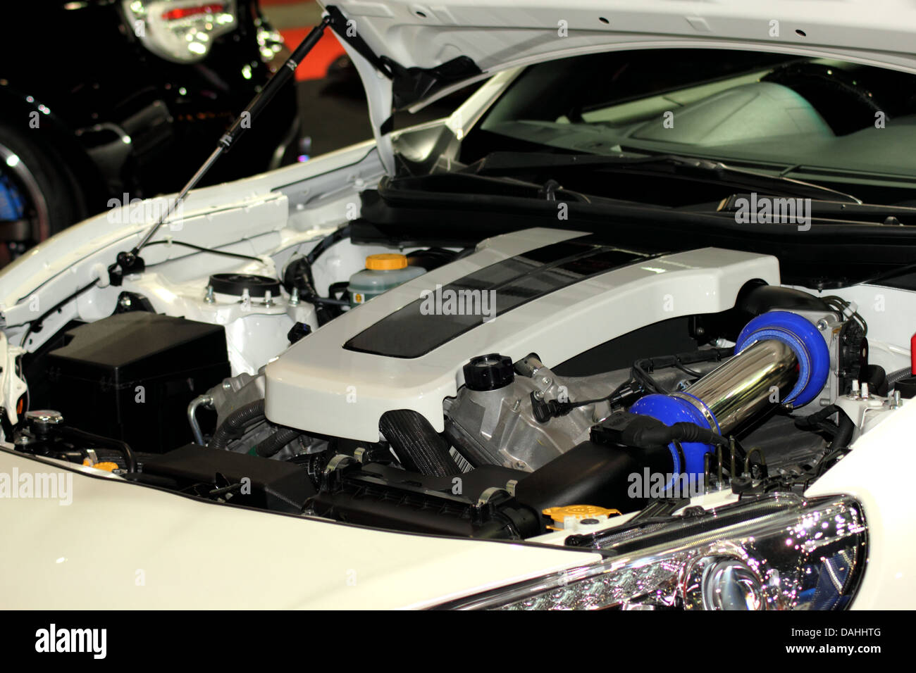 Close shot of a car engine showing Stock Photo - Alamy