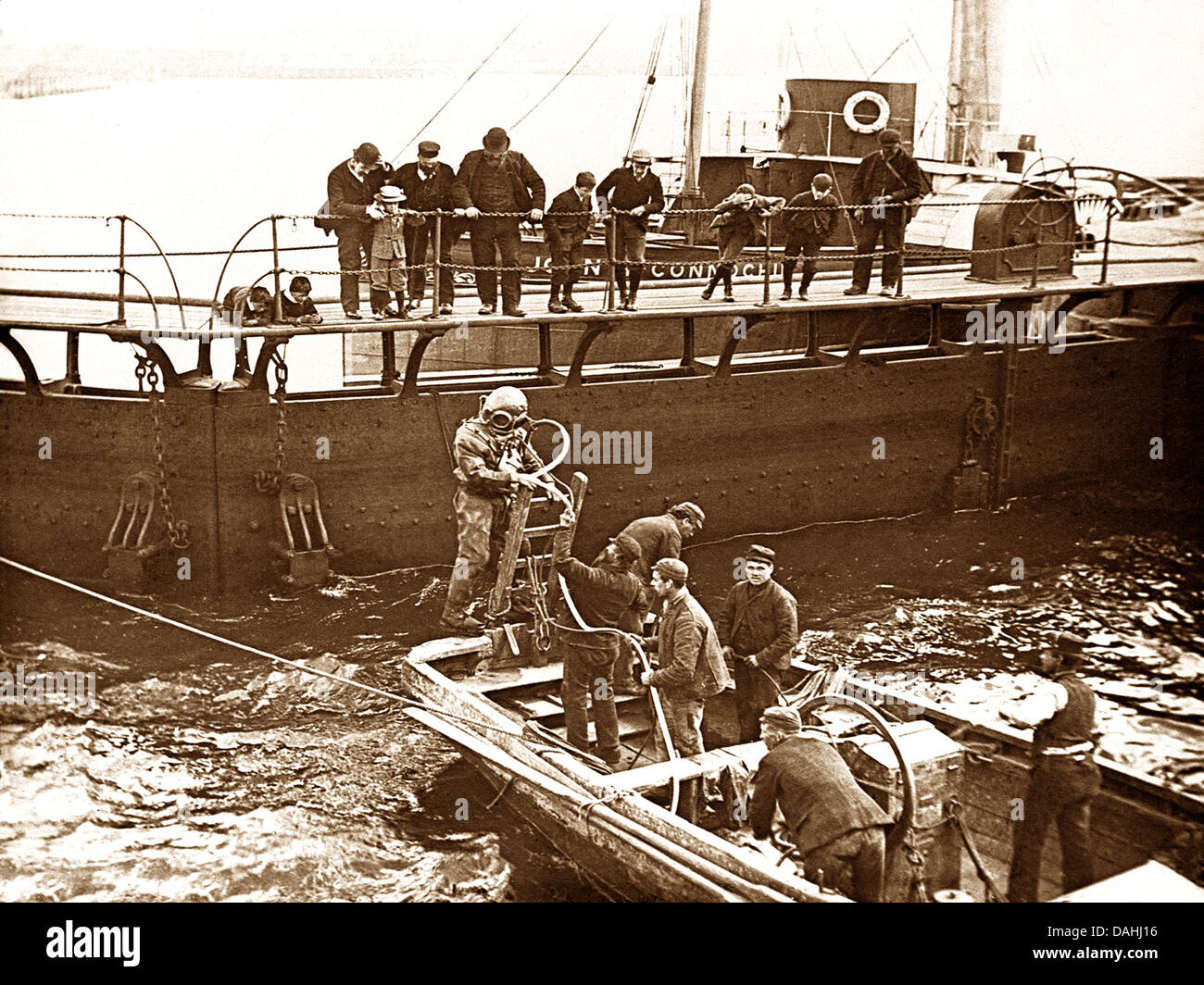 Aberdeen Harbour Diver Victorian period Stock Photo - Alamy