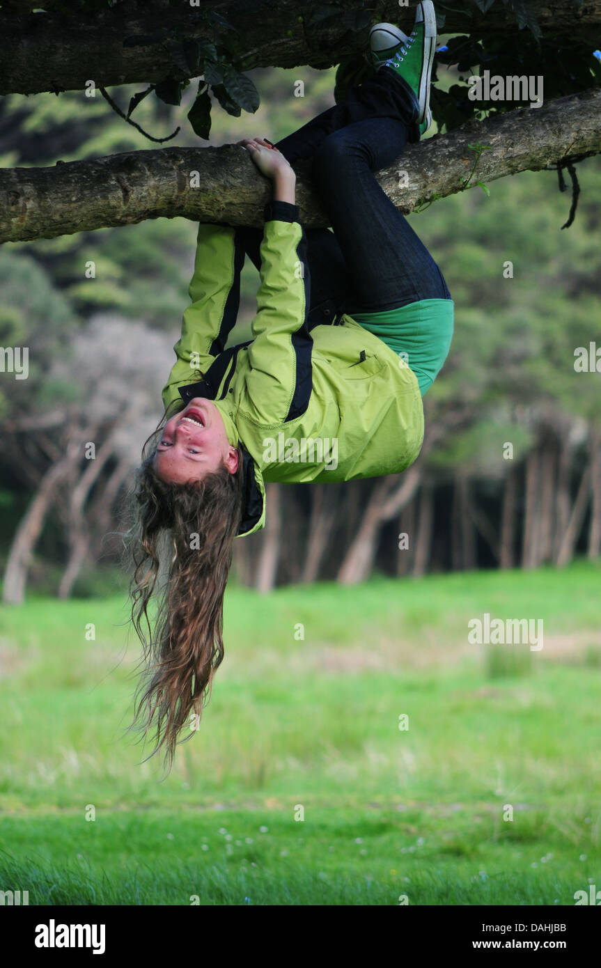 Girl hanging head down from hi-res stock photography and images - Alamy