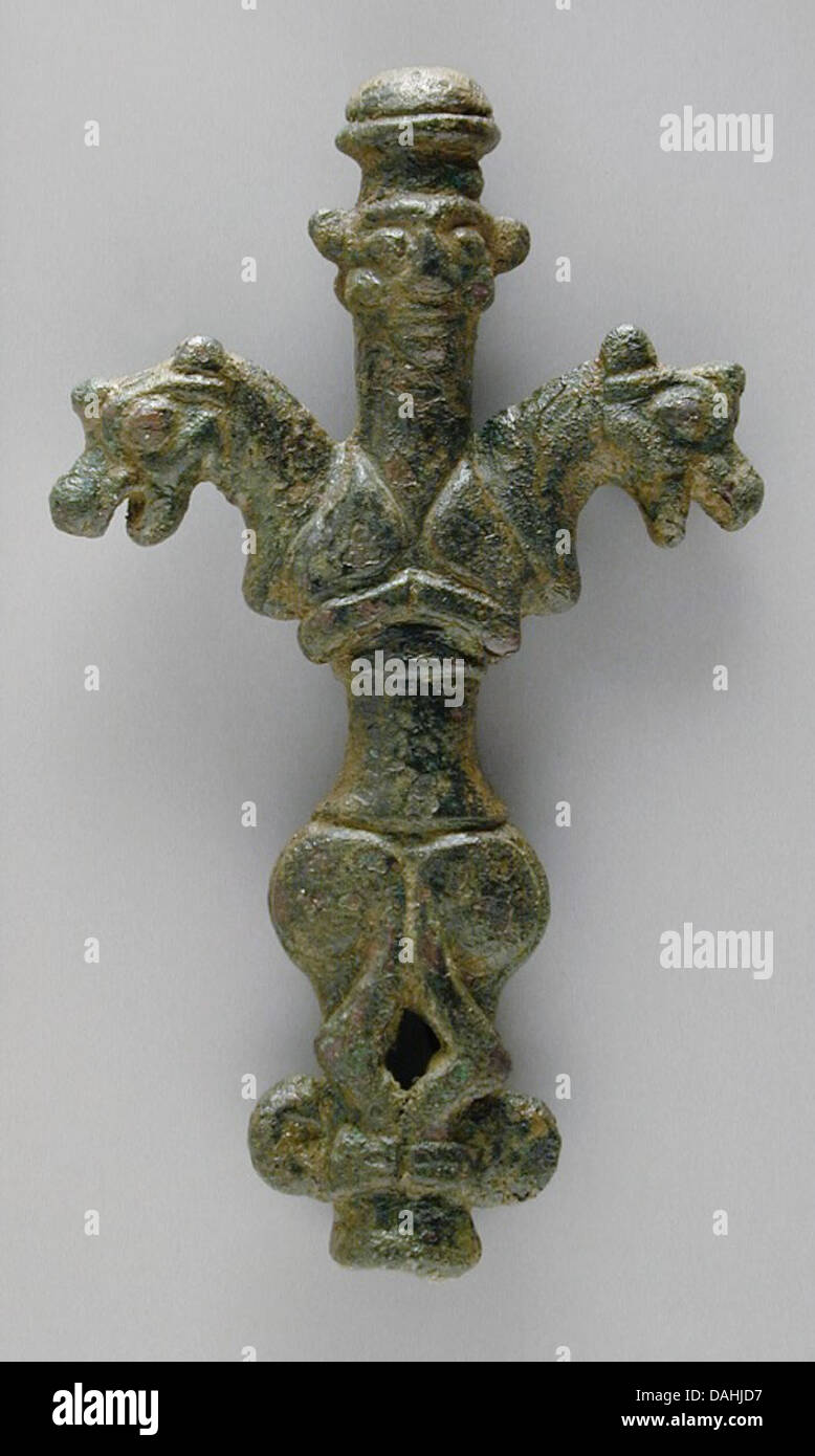 A decorative finial, part of an ancient structure or object, typically ...