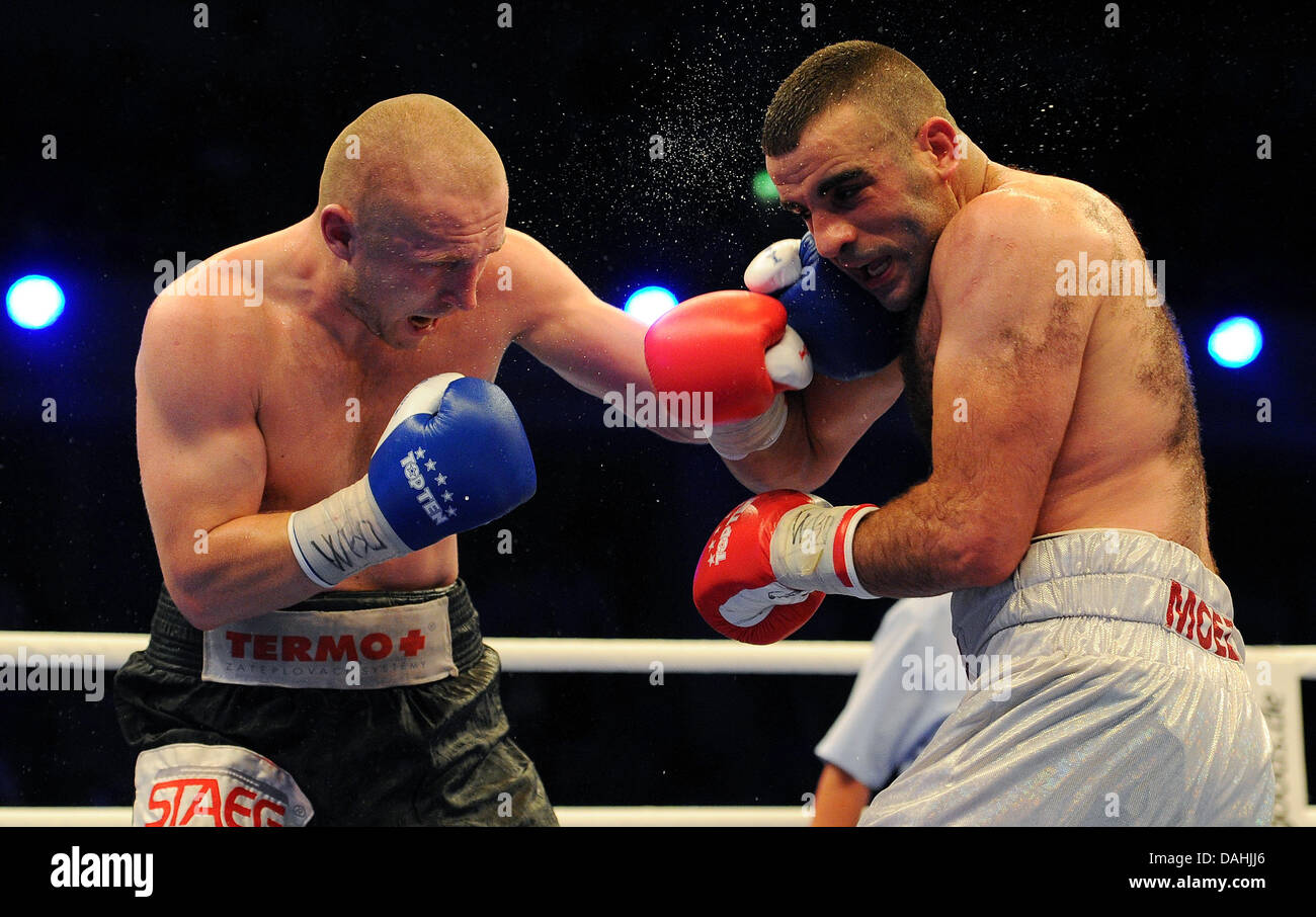 Czech boxer and WBO Middleweight European champion Lukas Konecny (L) in ...