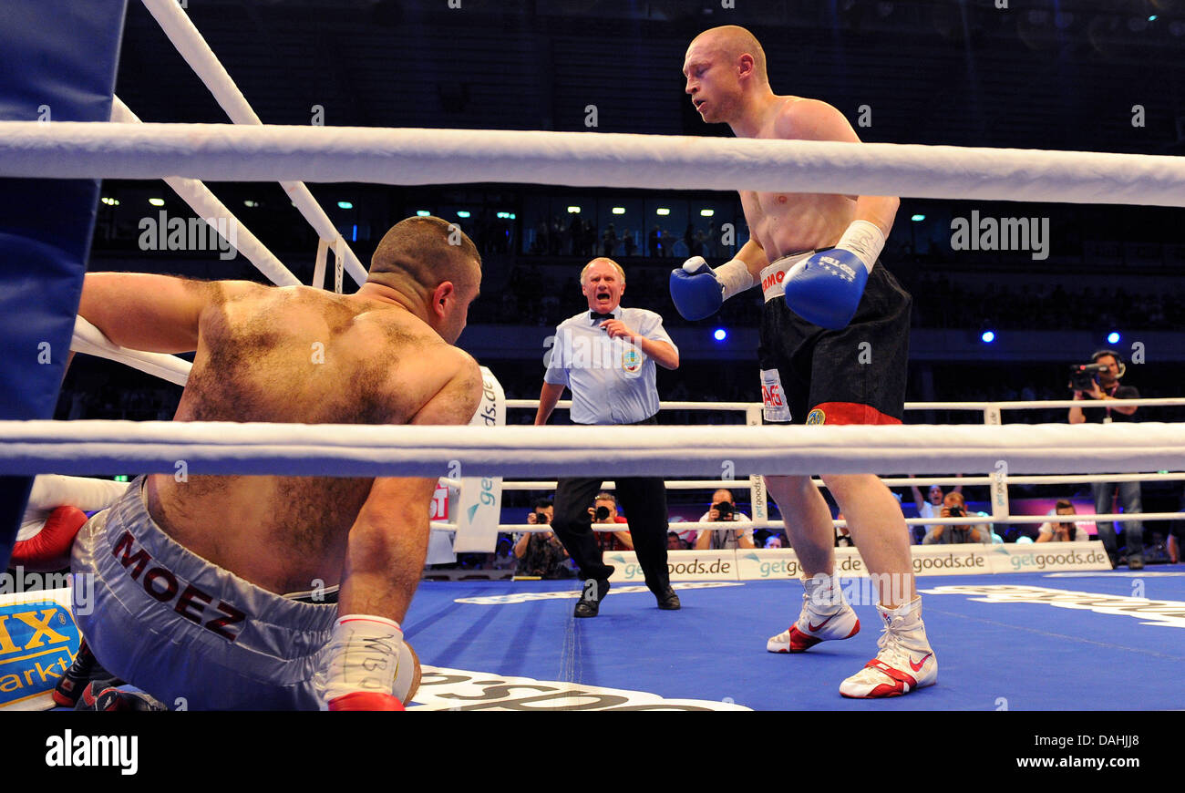 Czech boxer and WBO Middleweight European champion Lukas Konecny (R) in ...