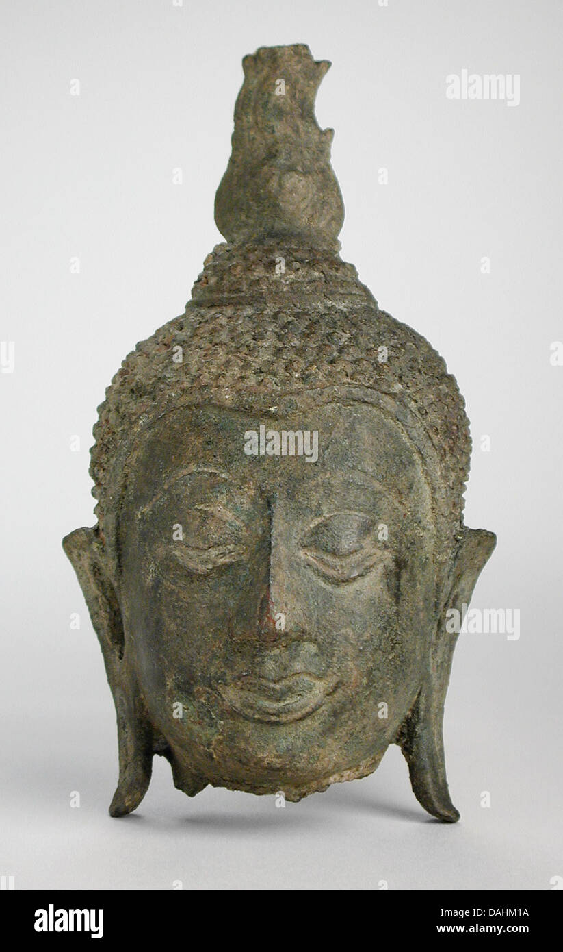 A sculpture of the head of Buddha Shakyamuni, representing one of the ...