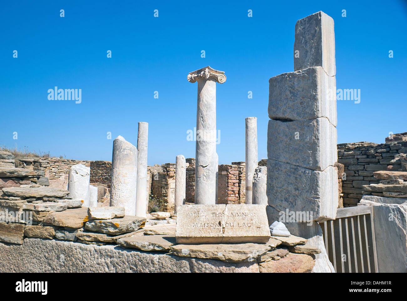 Ionian column capital, architectural detail on Delos island, Greece ...
