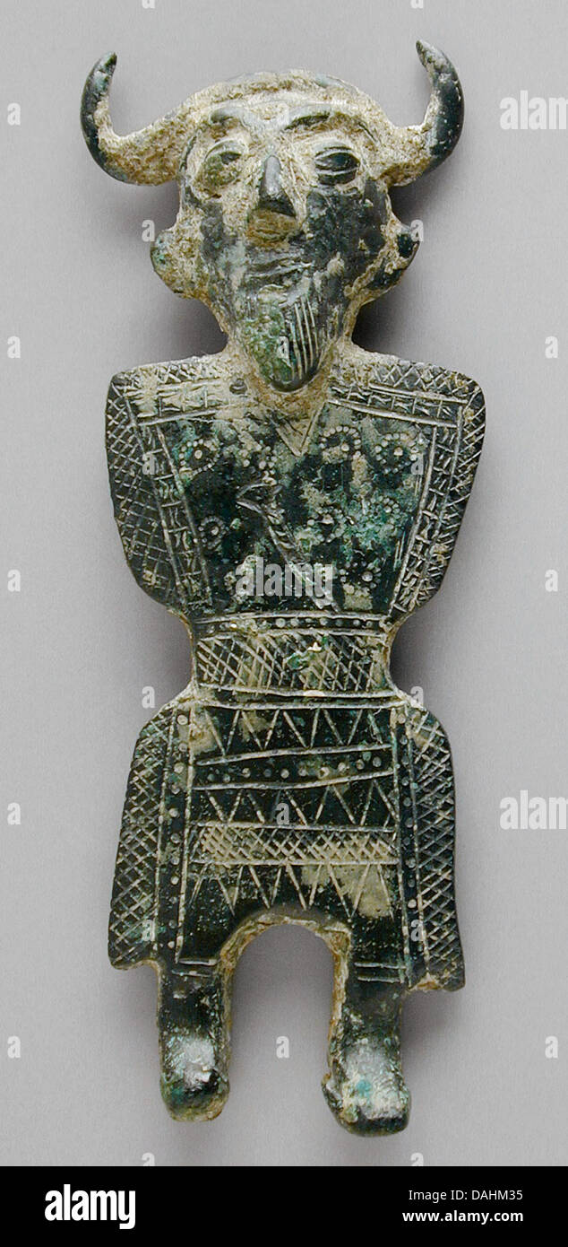This horned male figure is a sculpture from ancient art, reflecting ...