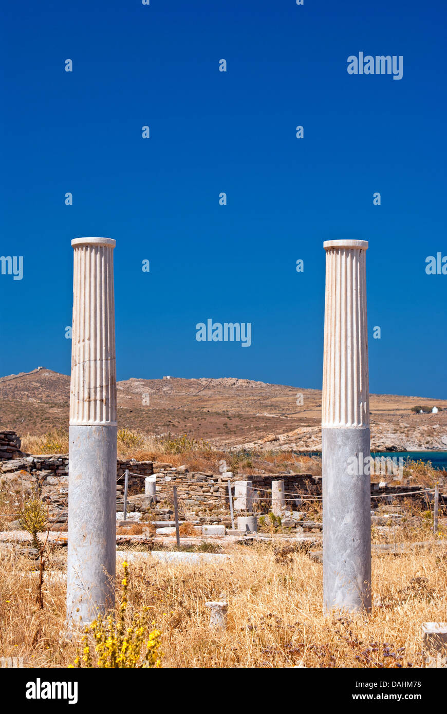 Ionian column capital, architectural detail on Delos island, Greece ...