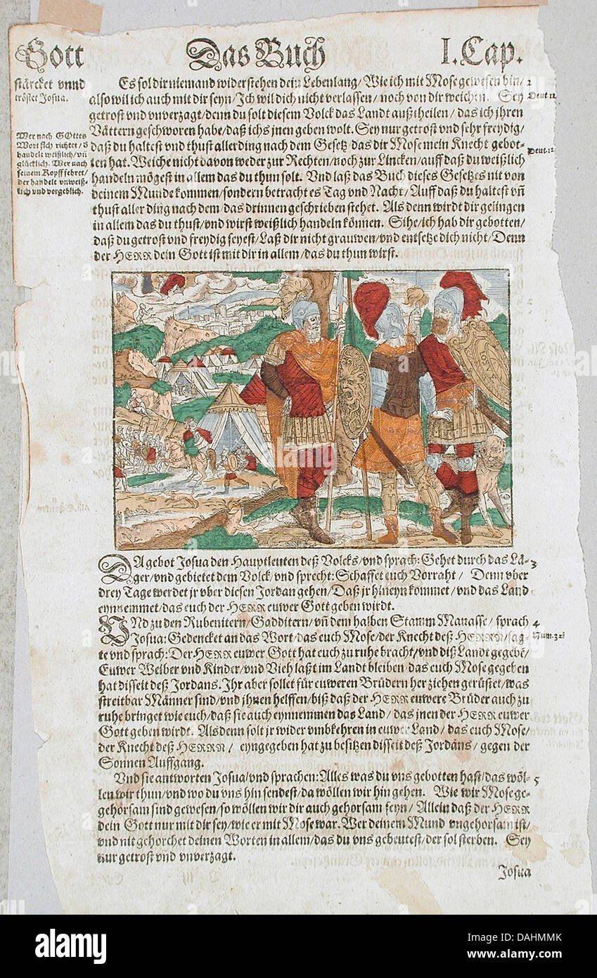 This artwork depicts Joshua as the leader of the Israelites ...