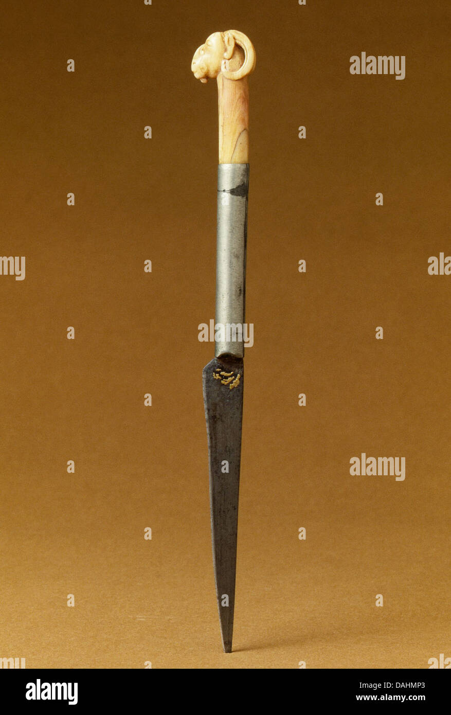 A knife with a wild goat's head hilt, part of LACMA's collection. The ...