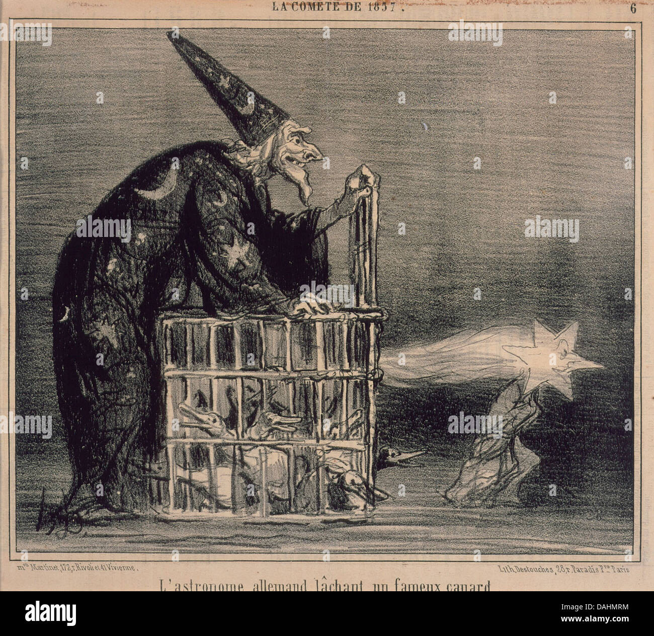 This satirical artwork, 'L'astronome allemand lachant un fameux canard ...