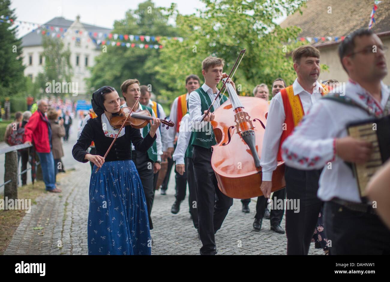 A Sorbian traditional costume group dances during the international ...