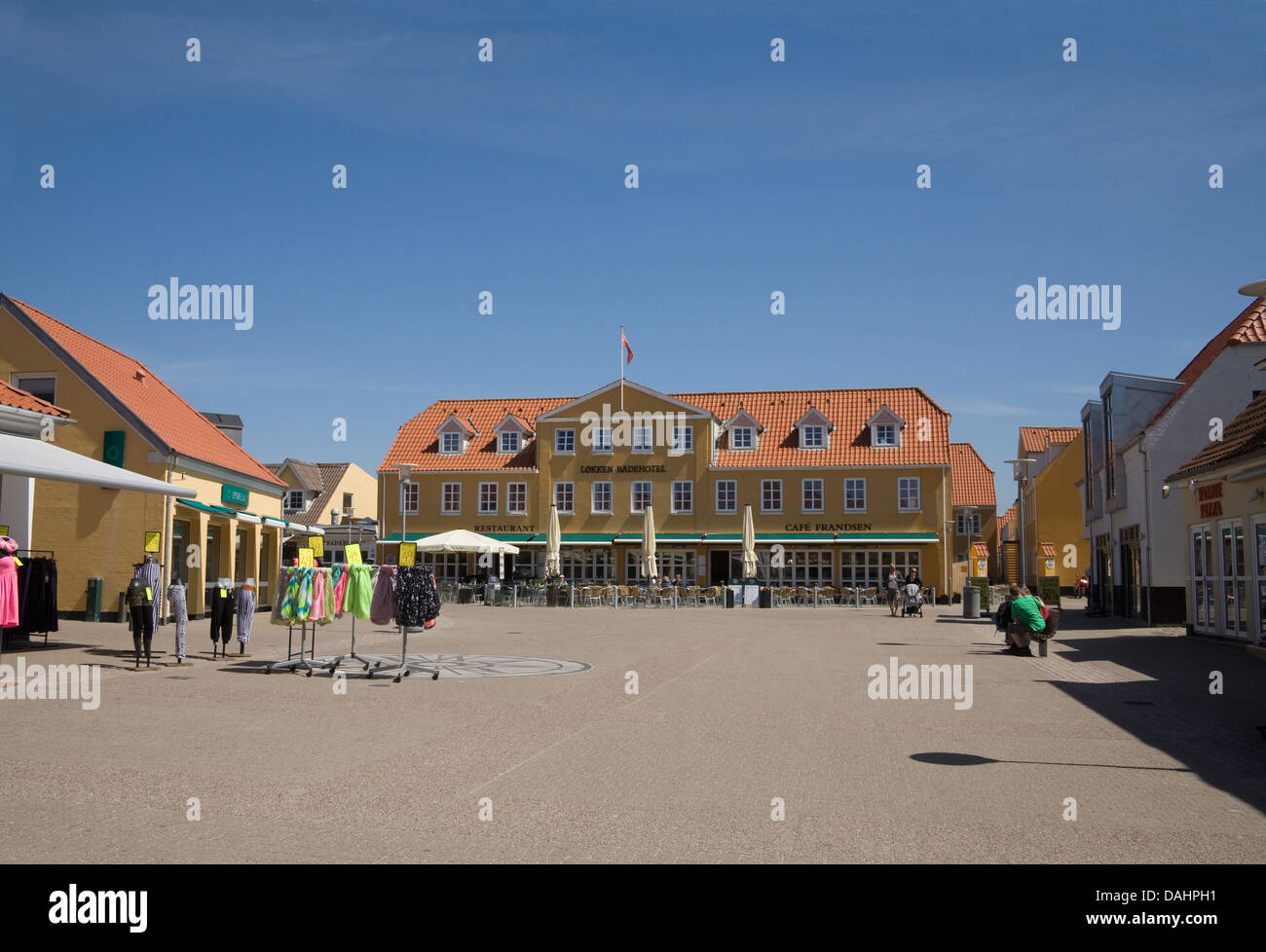 Lokken Badehotel Denmark EU in the central square of seaside resort on ...