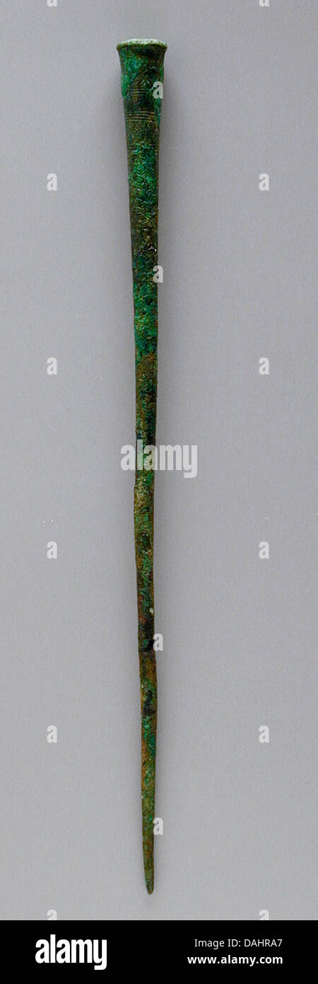 This ancient bronze pin, part of LACMA's collection, features detailed ...