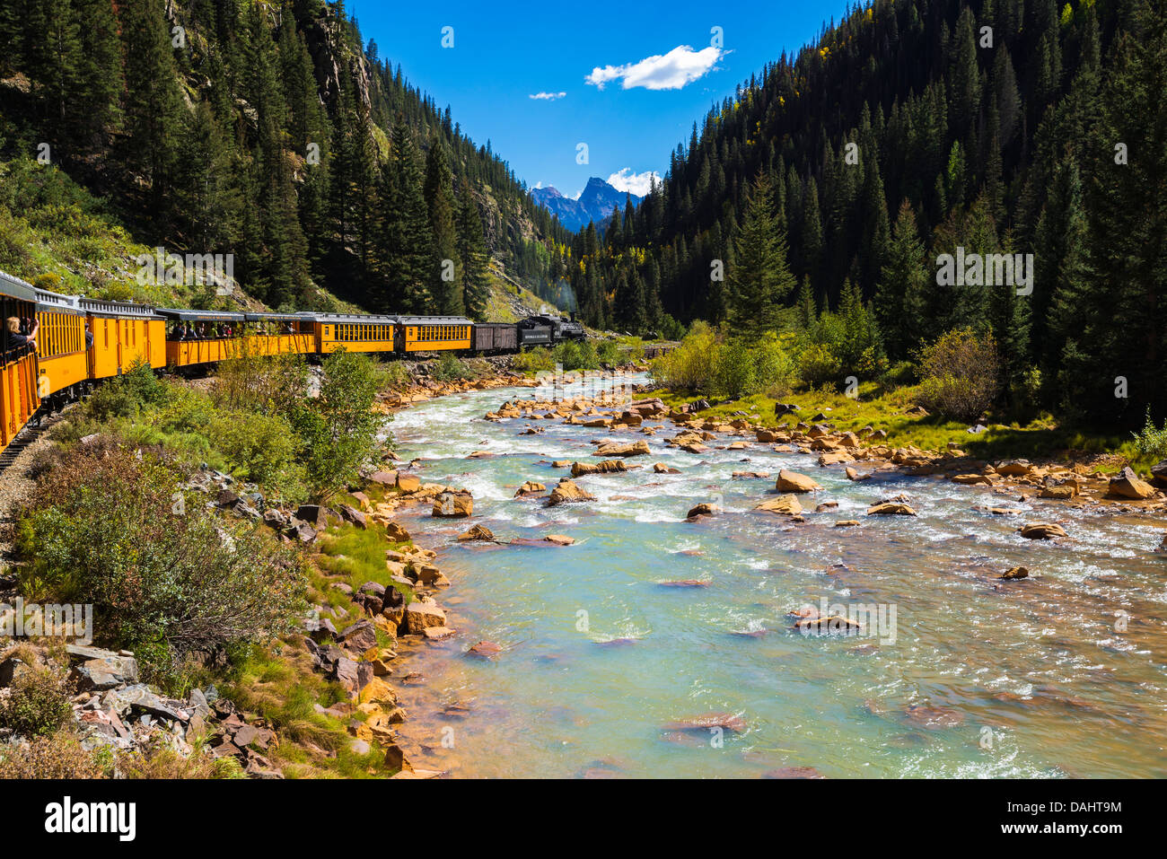 The Durango & Silverton Narrow Gauge Railroad on the Animas River, San ...