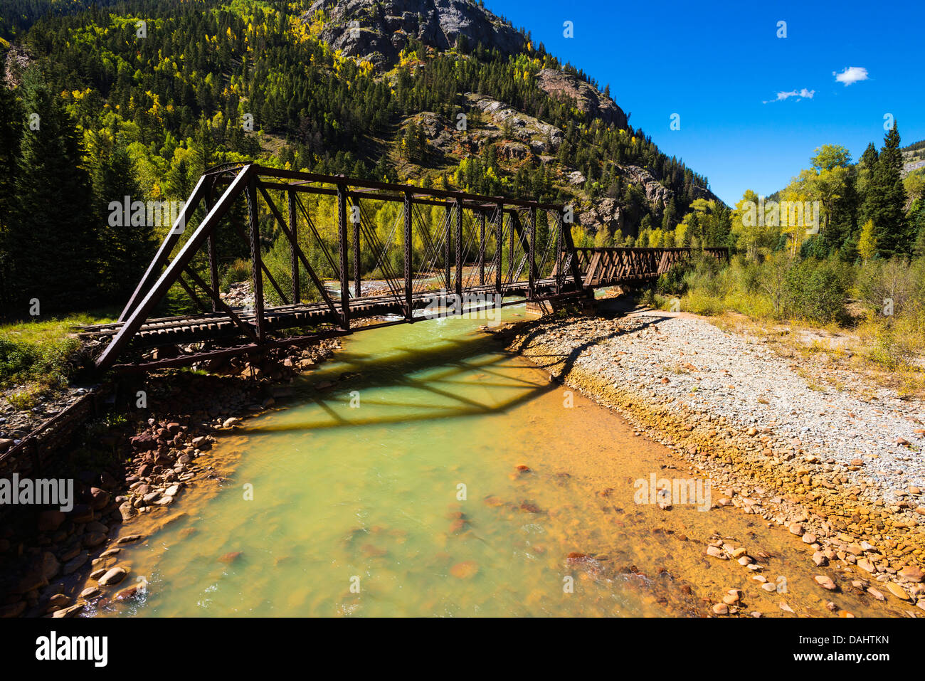 Durango & Silverton Narrow Gauge Railroad bridge on the Animas River ...