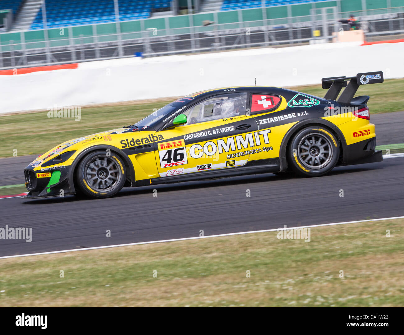 Maserati's racing round the Silverstone track during the Maserati ...