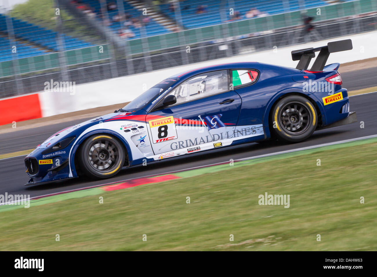 Maserati's racing round the Silverstone track during the Maserati ...