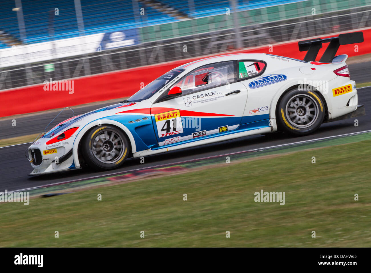 Maserati's racing round the Silverstone track during the Maserati ...