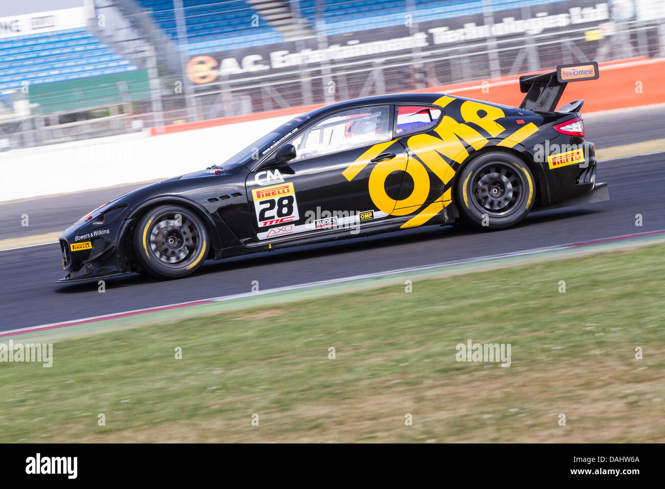 Maserati's racing round the Silverstone track during the Maserati ...