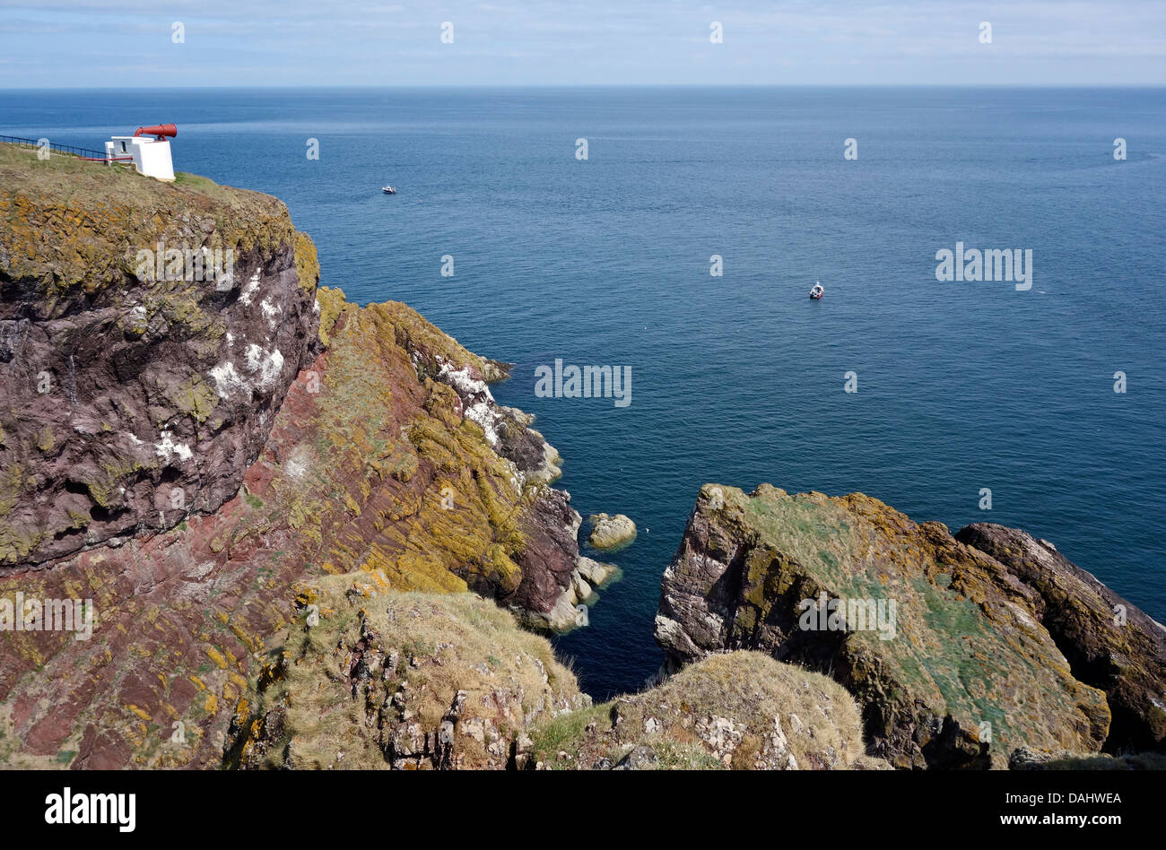 St. Abb's Head Lighthouse Foghorn by St. Abbs in East Lothian Scotland facing the North Sea with ...