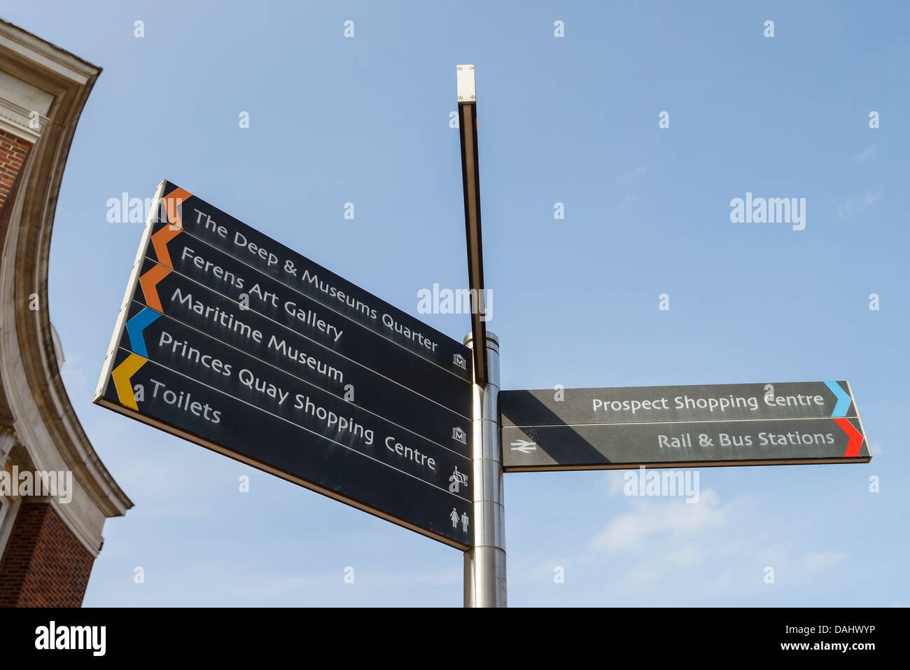 Sign in Hull city centre showing the tourist landmarks Stock Photo - Alamy