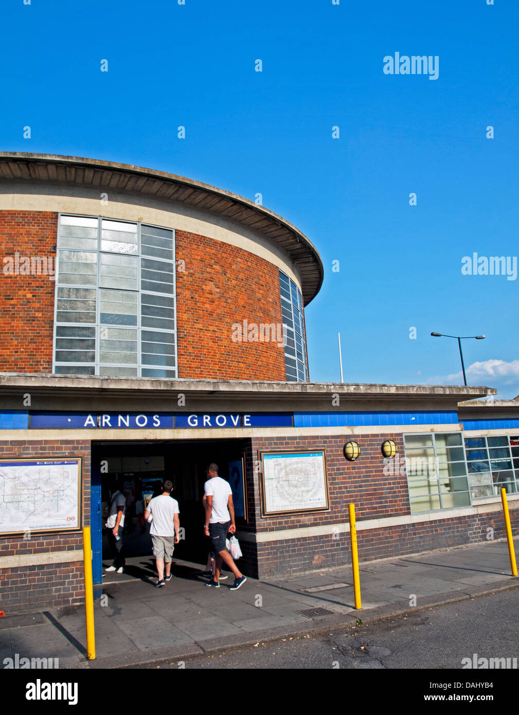 Exterior of Arnos Grove Underground Station, designed by Charles Holden ...