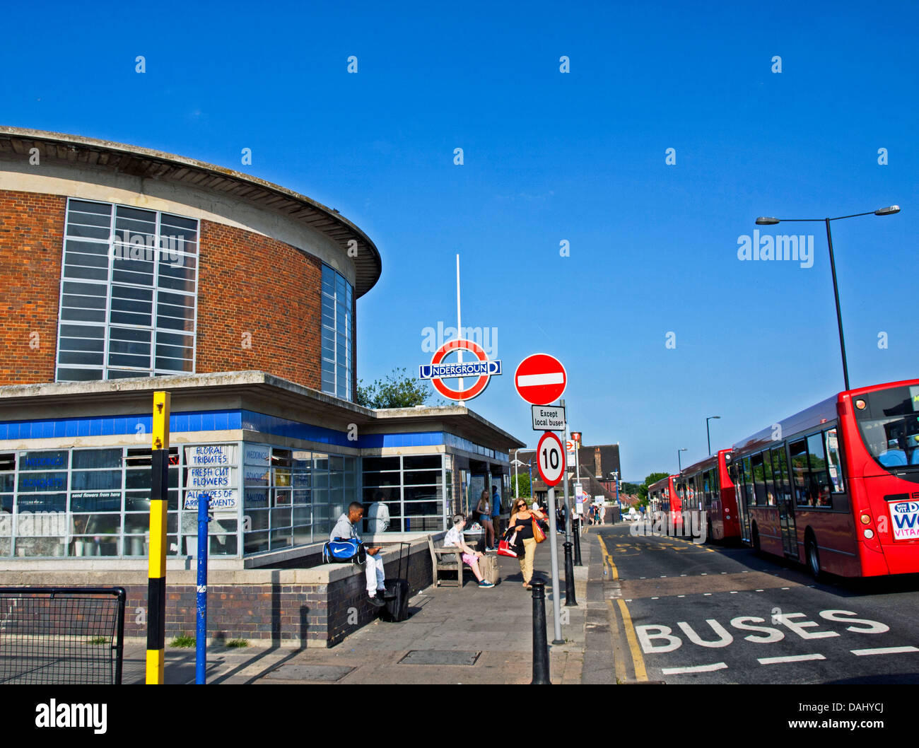 Exterior of Arnos Grove Underground Station, designed by Charles Holden ...