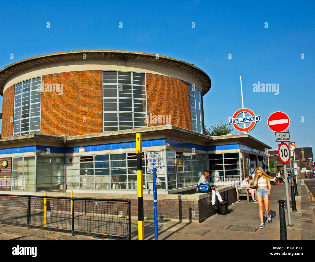 Exterior of Arnos Grove Underground Station, designed by Charles Holden ...
