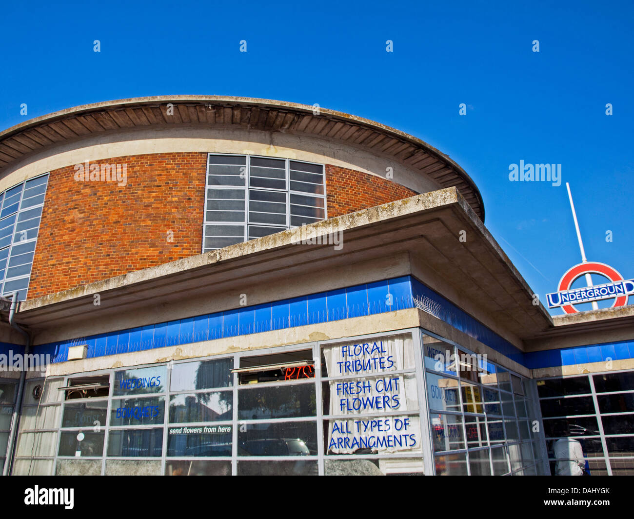 Exterior of Arnos Grove Underground Station, designed by Charles Holden ...
