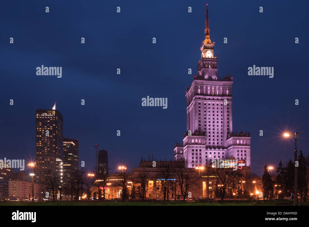 Warsaw by night Stock Photo - Alamy