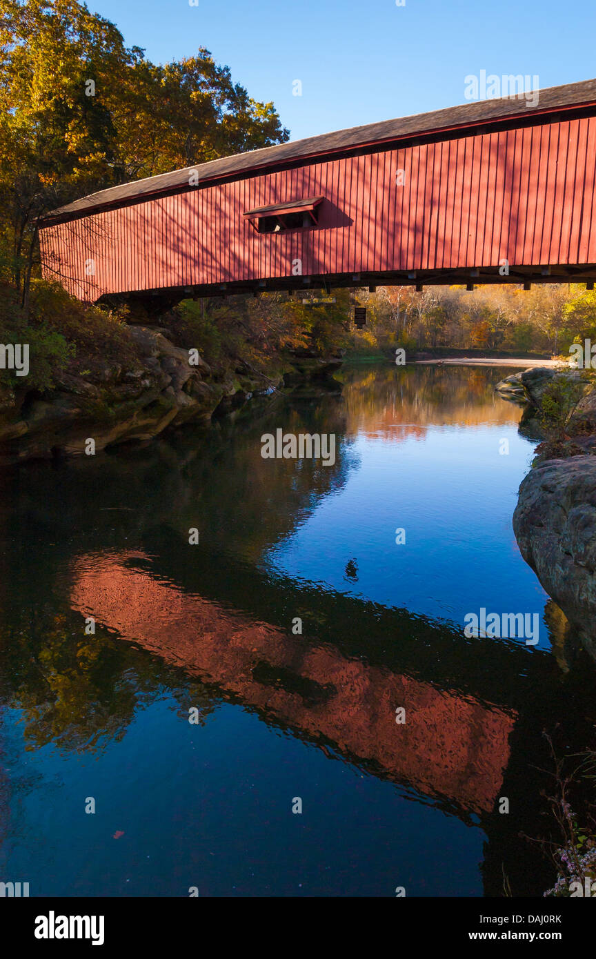 Narrows Covered Bridge over Sugar Creek, Parke County, Indiana, United ...