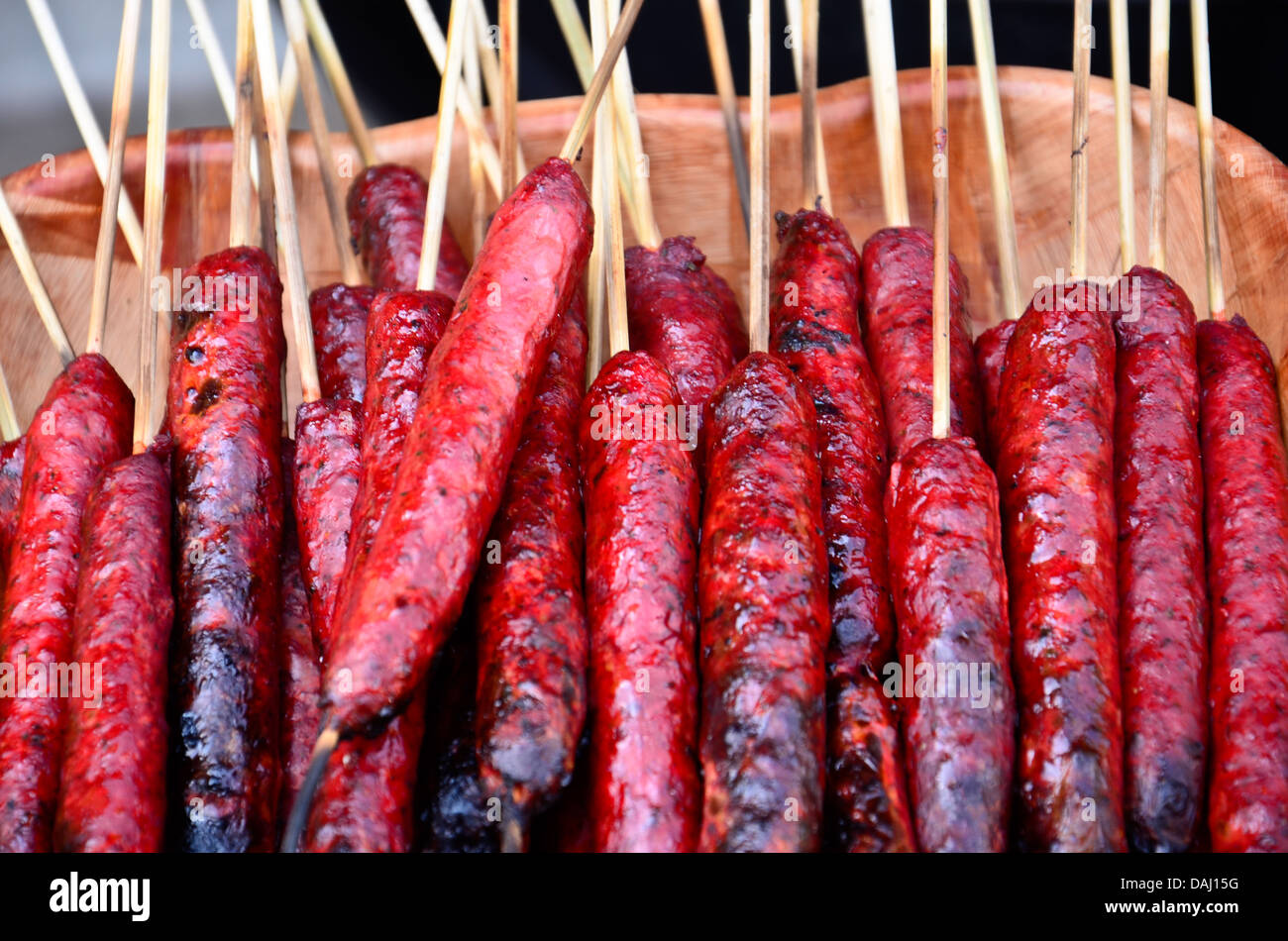 Red hot Chicken Kebab in stick Stock Photo - Alamy