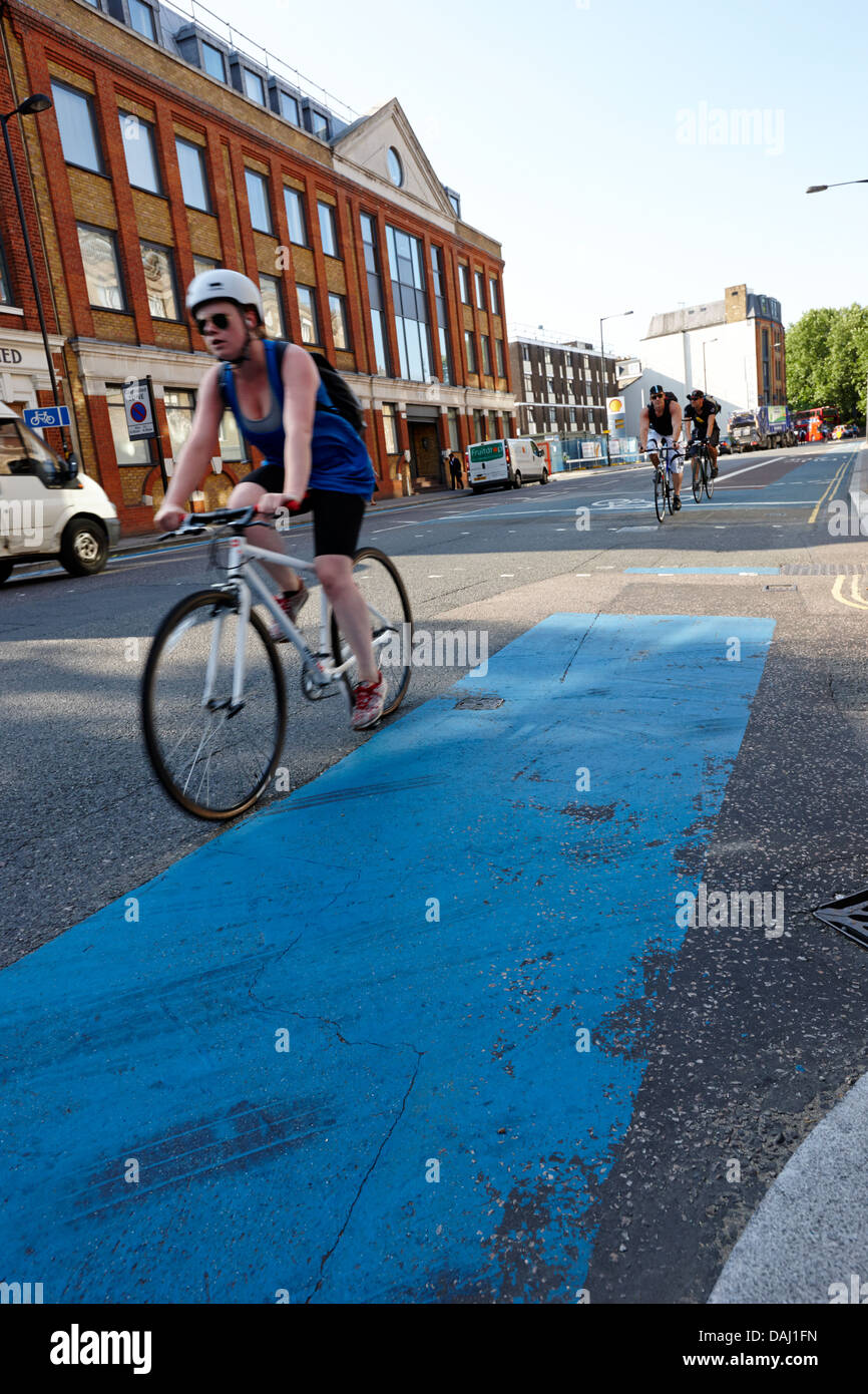 cyclists on cycle superhighways cycle lane in inner city london ...