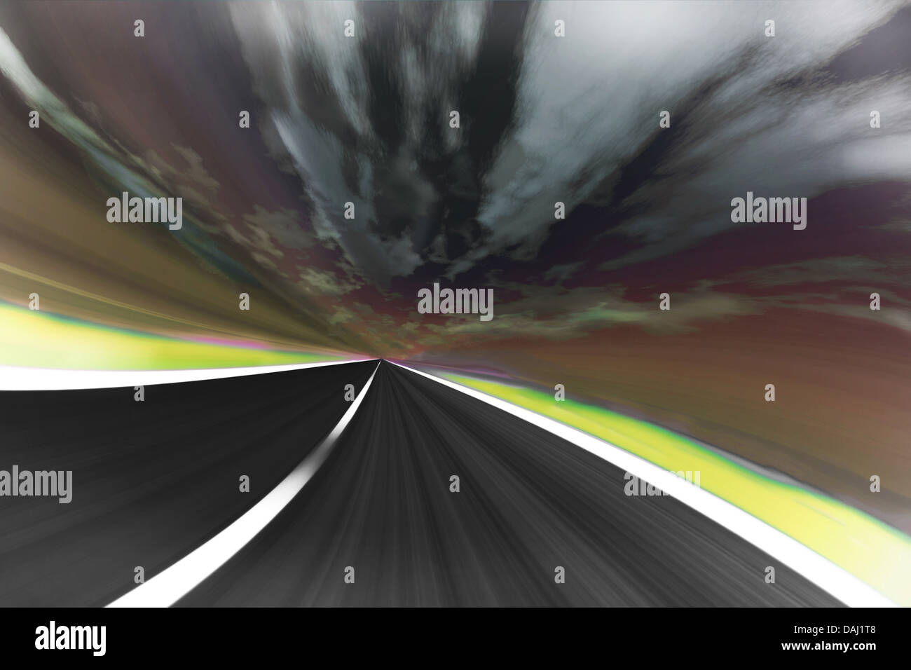 Crooked highway, blurry motion Stock Photo - Alamy