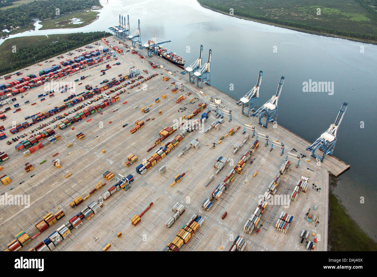 Aerial view of the Port of Charleston Wando Terminal in Charleston, SC ...