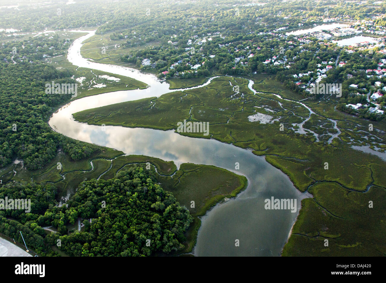 Aerial view of the salt marsh in Charleston, SC Stock Photo - Alamy