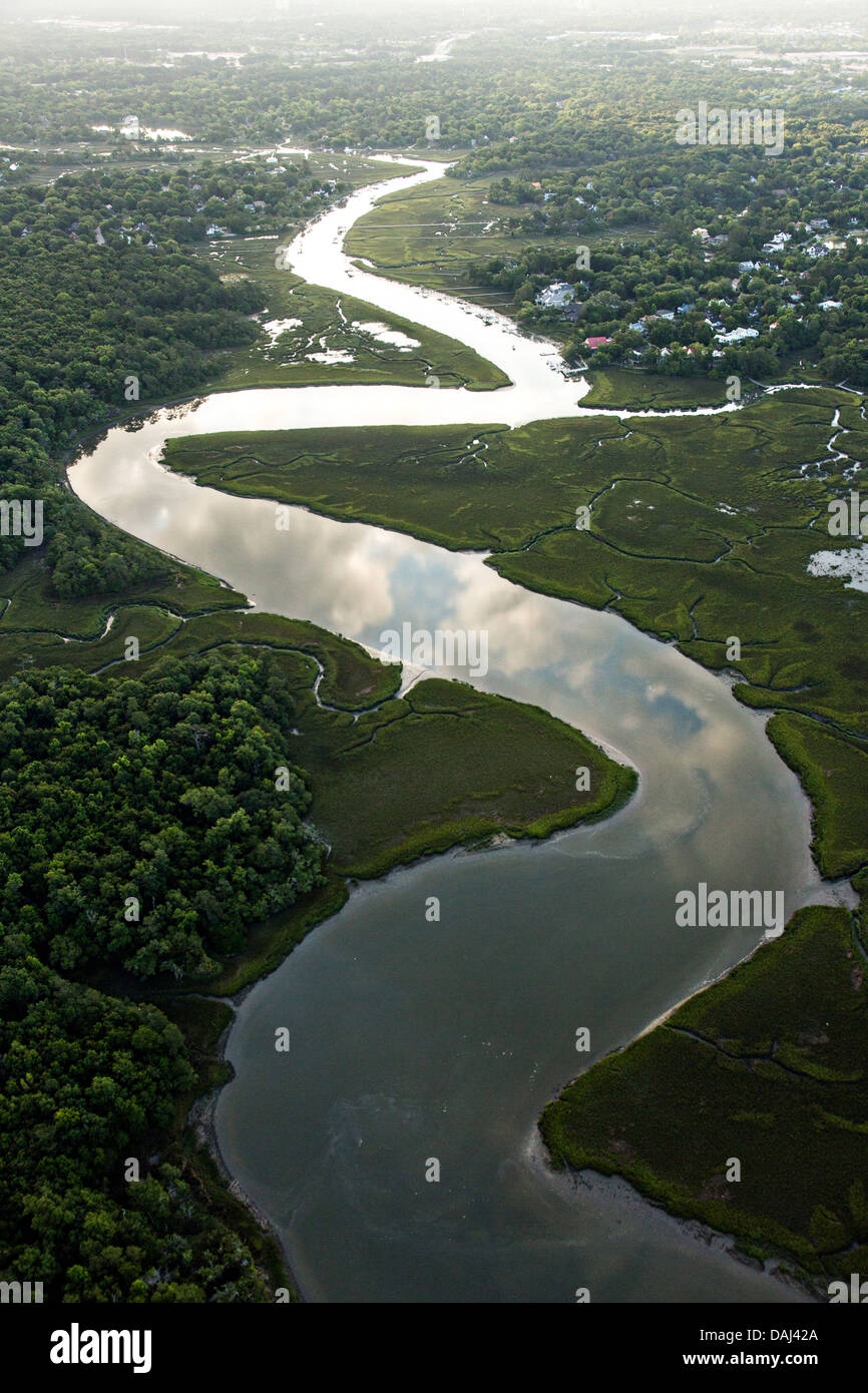 Aerial view of the salt marsh in Charleston, SC Stock Photo - Alamy