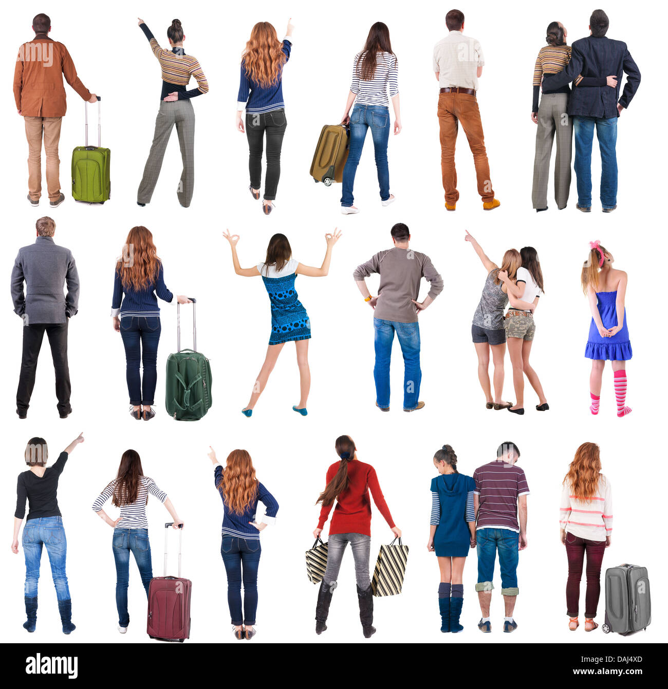 Collection " Back view people ". Rear view people set. backside view of ...