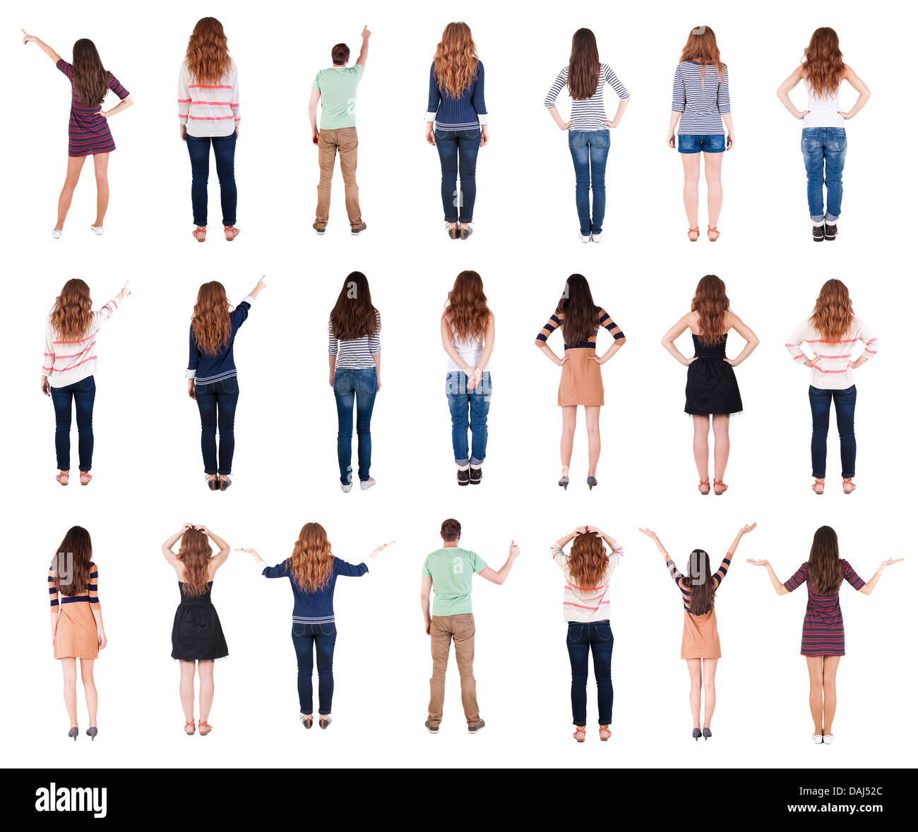 Collection " Back view people ". Rear view people set. backside view of ...