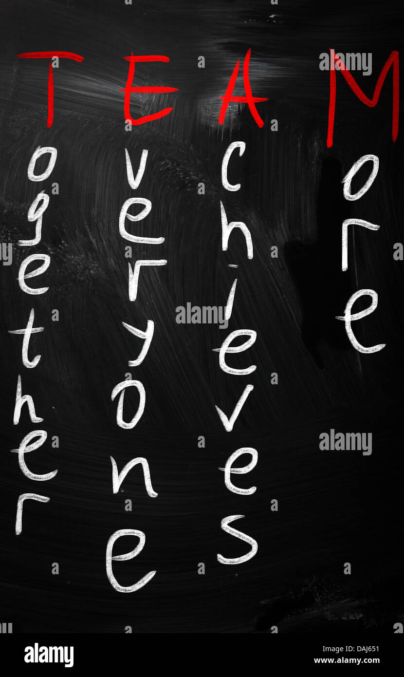 Team acronym white chalk handwriting on blackboard Stock Photo - Alamy